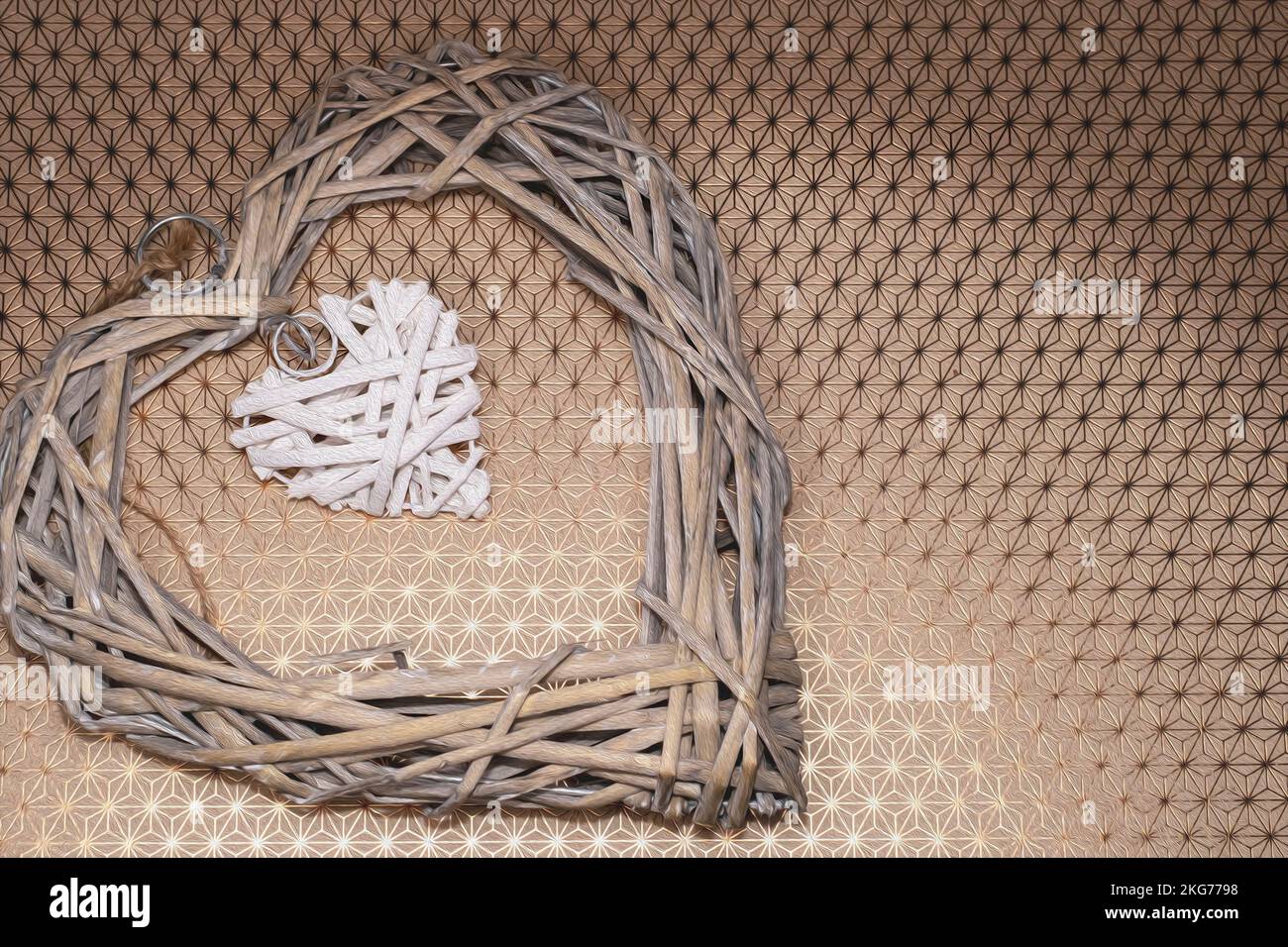 Straw heart figure, love and romance icons, valentine's day patterns ...