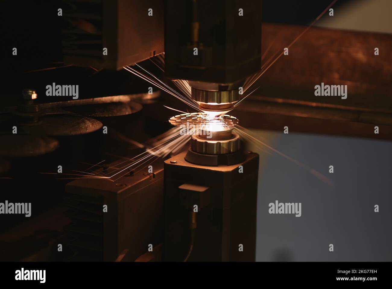 Metal cutting machine with fire sparks flying out Stock Photo - Alamy