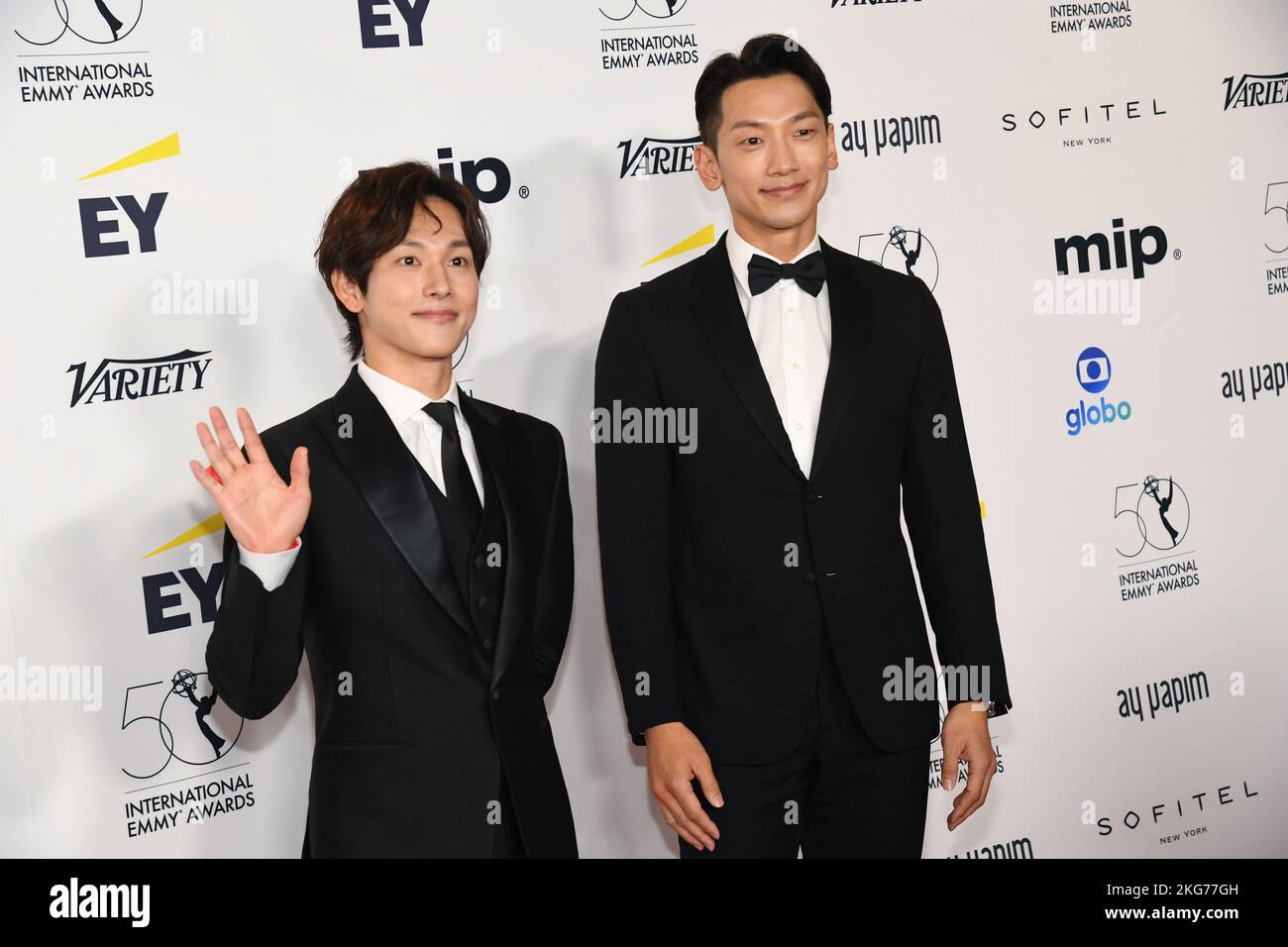 Yim Siwan walking the red carpet at the International Emmy Awards at ...