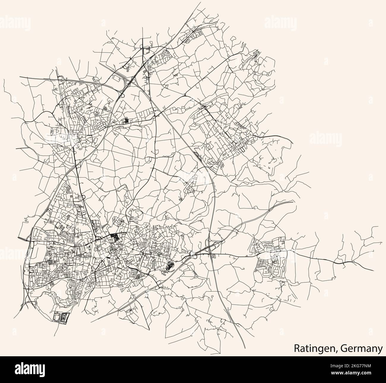 Street roads map of RATINGEN, GERMANY Stock Vector Image & Art - Alamy