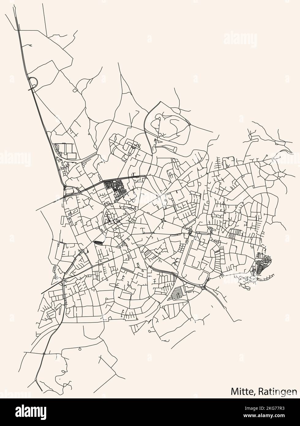 Street roads map of the MITTE MUNICIPALITY, RATINGEN Stock Vector Image ...