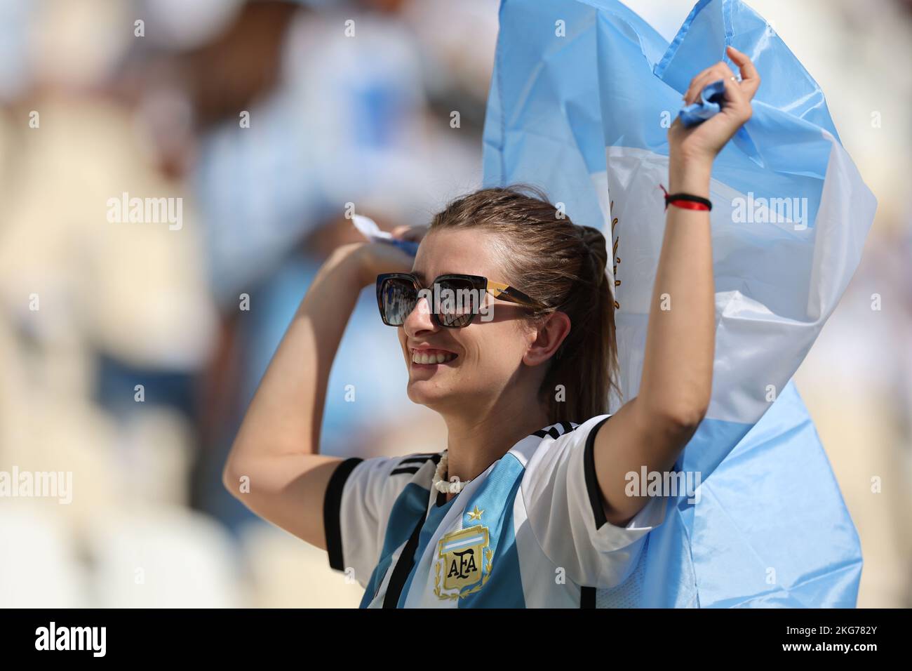 Lusail, Qatar. 22nd Nov, 2022. A fan reacts before the Group C match ...