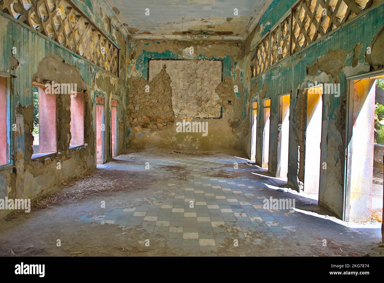 Lost Place in Eleousa. Derelict sanatorium. Historic Italian settlement ...