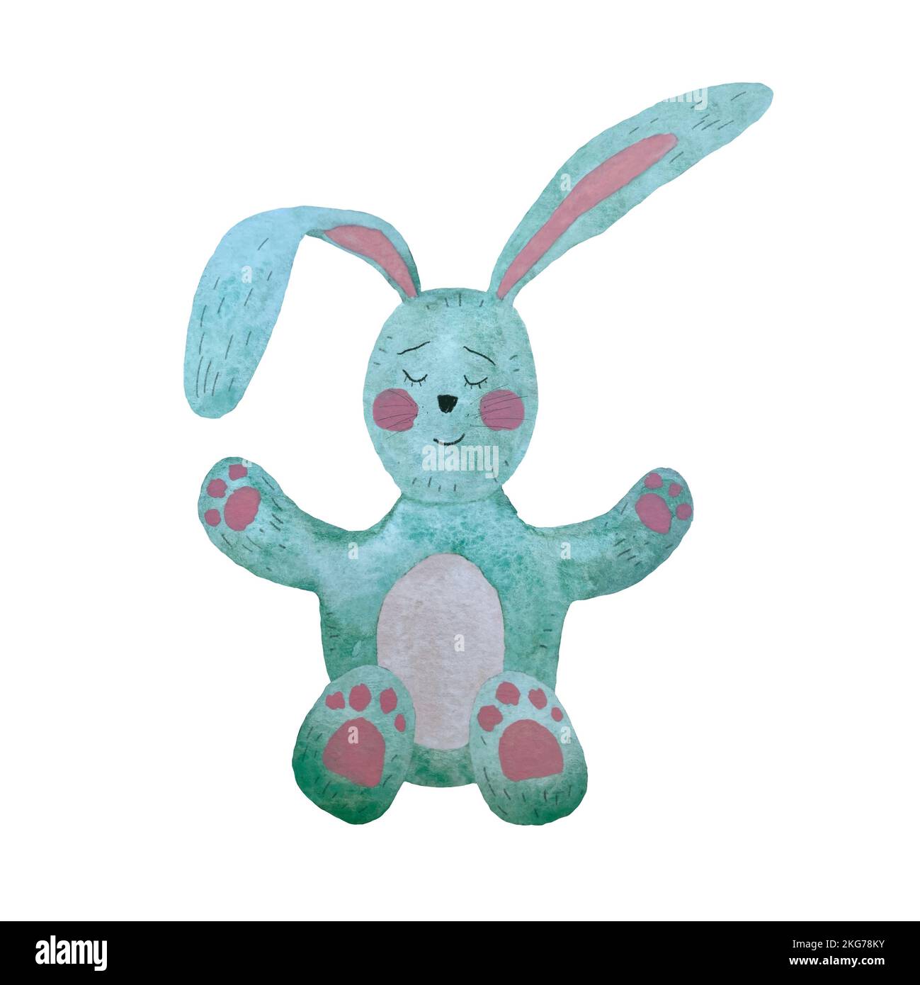 Rabbit blue cartoon a watercolor flat illustration Stock Photo - Alamy