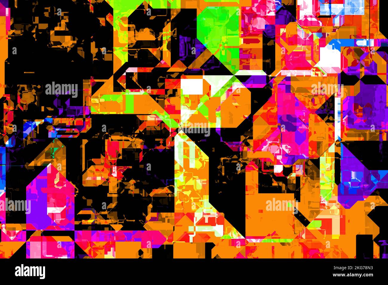 The vibrant multicolor palette uses a shattered geometric abstract ...