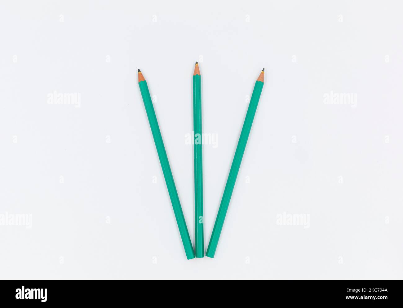 Green pens collection isolated on white background . The most important ...