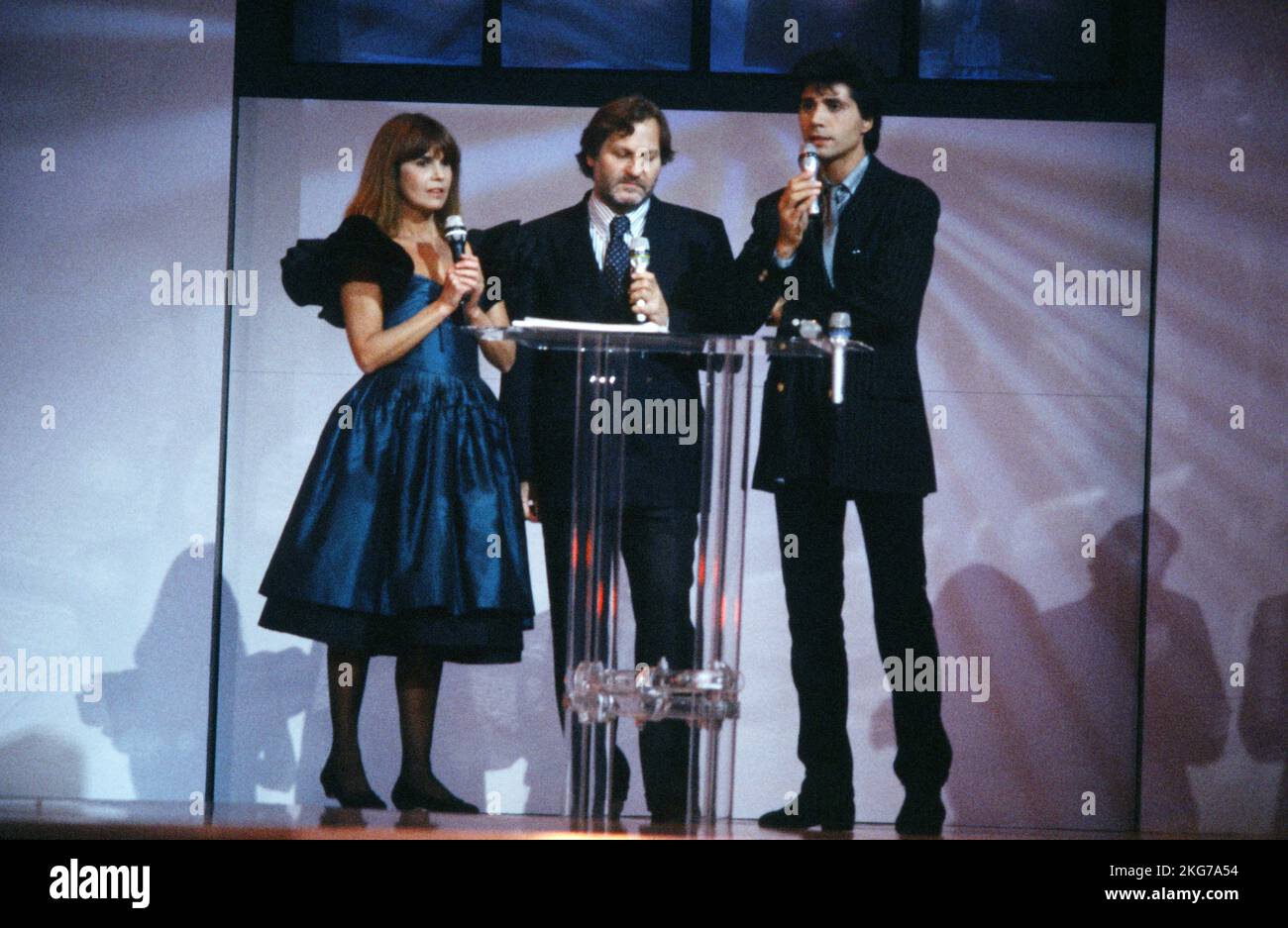 Jean-Luc Lahaye with Chantal Goya and Jean-Jacques Debout on the set of ...