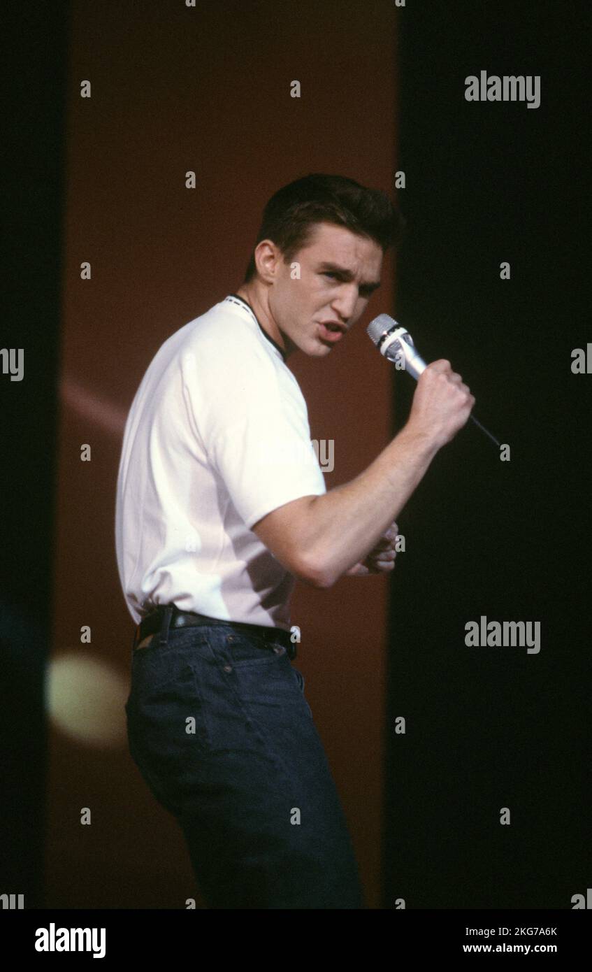 Michael Davidson on the set of the TV show 'Lahaye d'honneur' on TF1 on ...