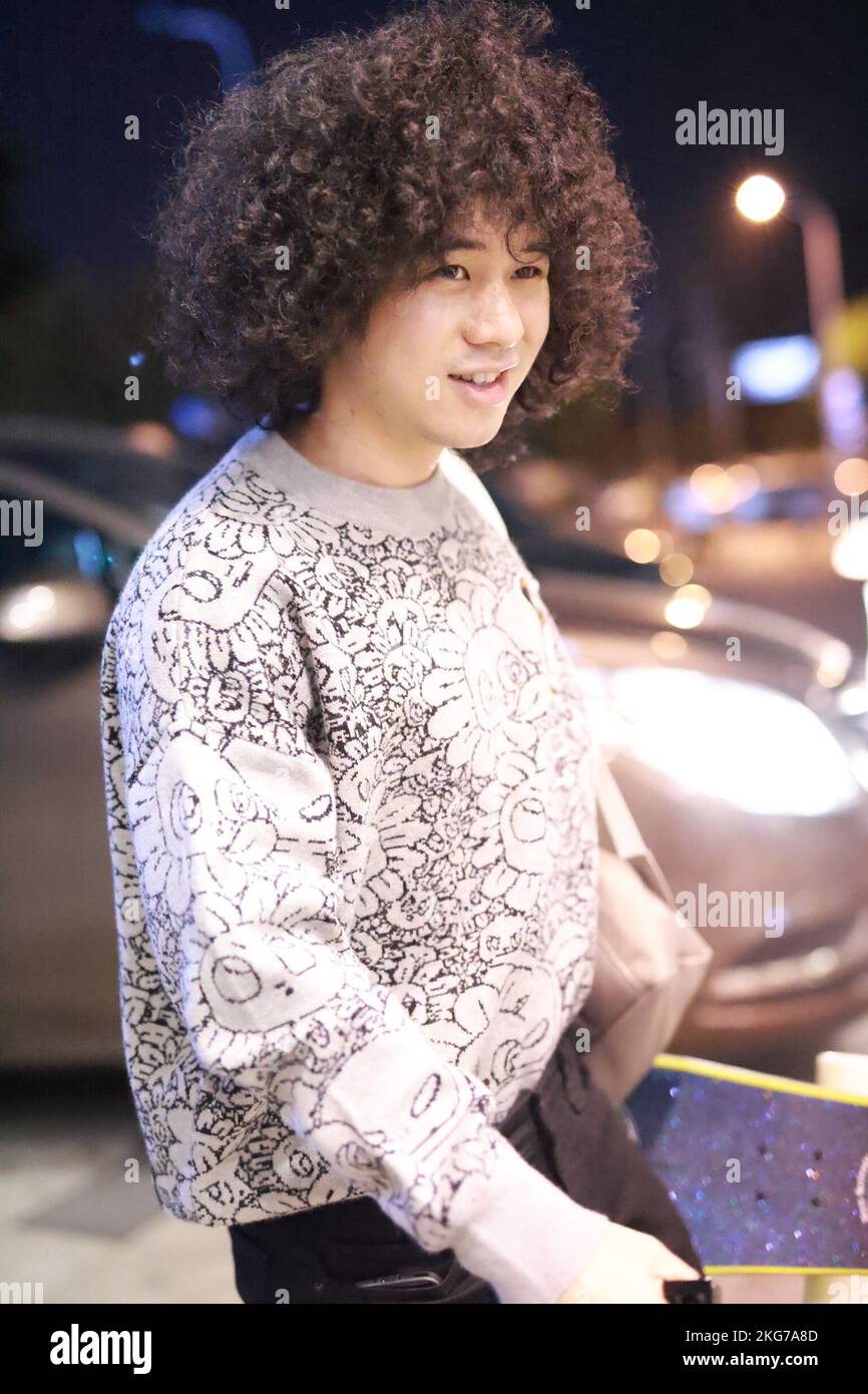 Hong Kong singer Mike Tsang during the recording of Chinese singing ...