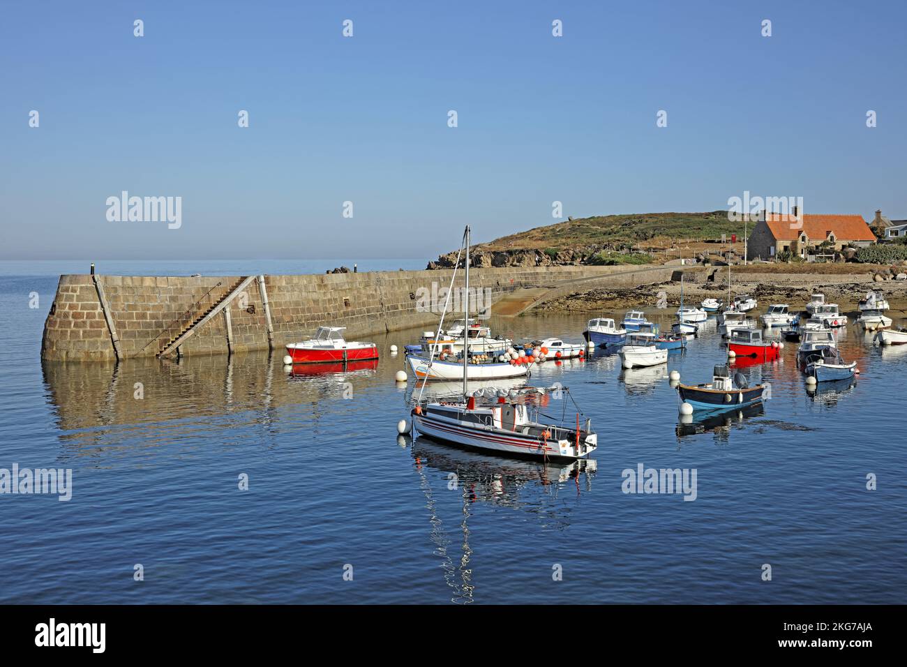 France, Manche. Fermanville, Cape Lévi, the port Stock Photo - Alamy