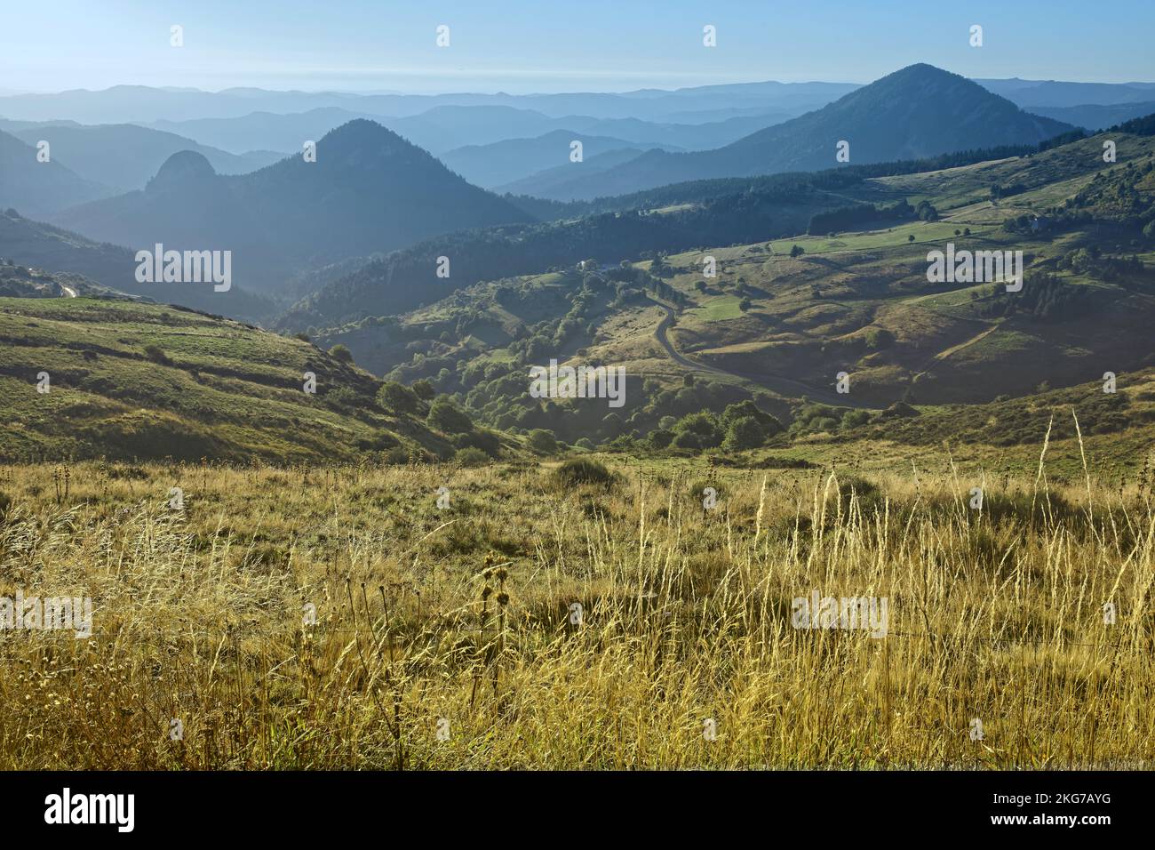 France, Ardèche, Borée, Boutières cirque, volcanic landscape of the ...