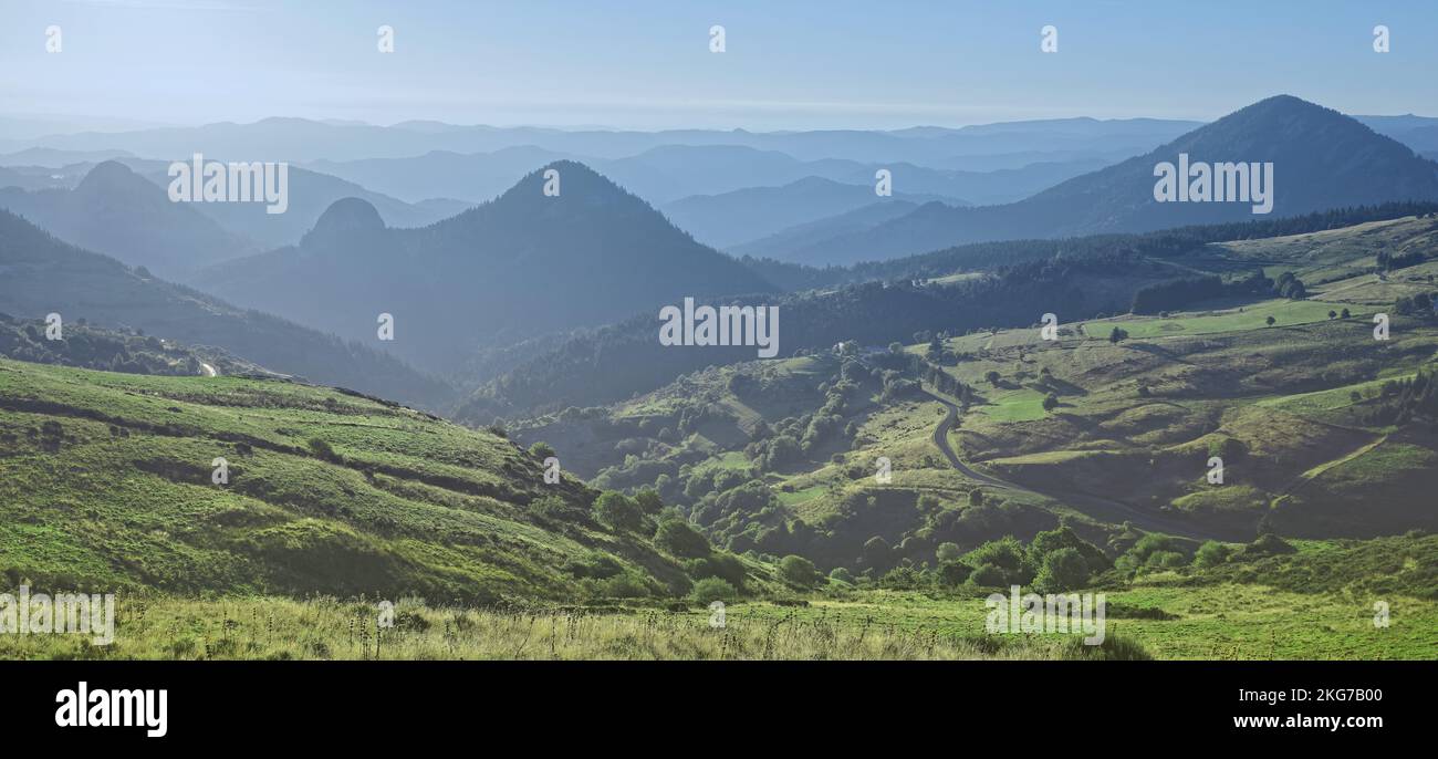 France, Ardèche, Borée, Boutières cirque, volcanic landscape of the ...