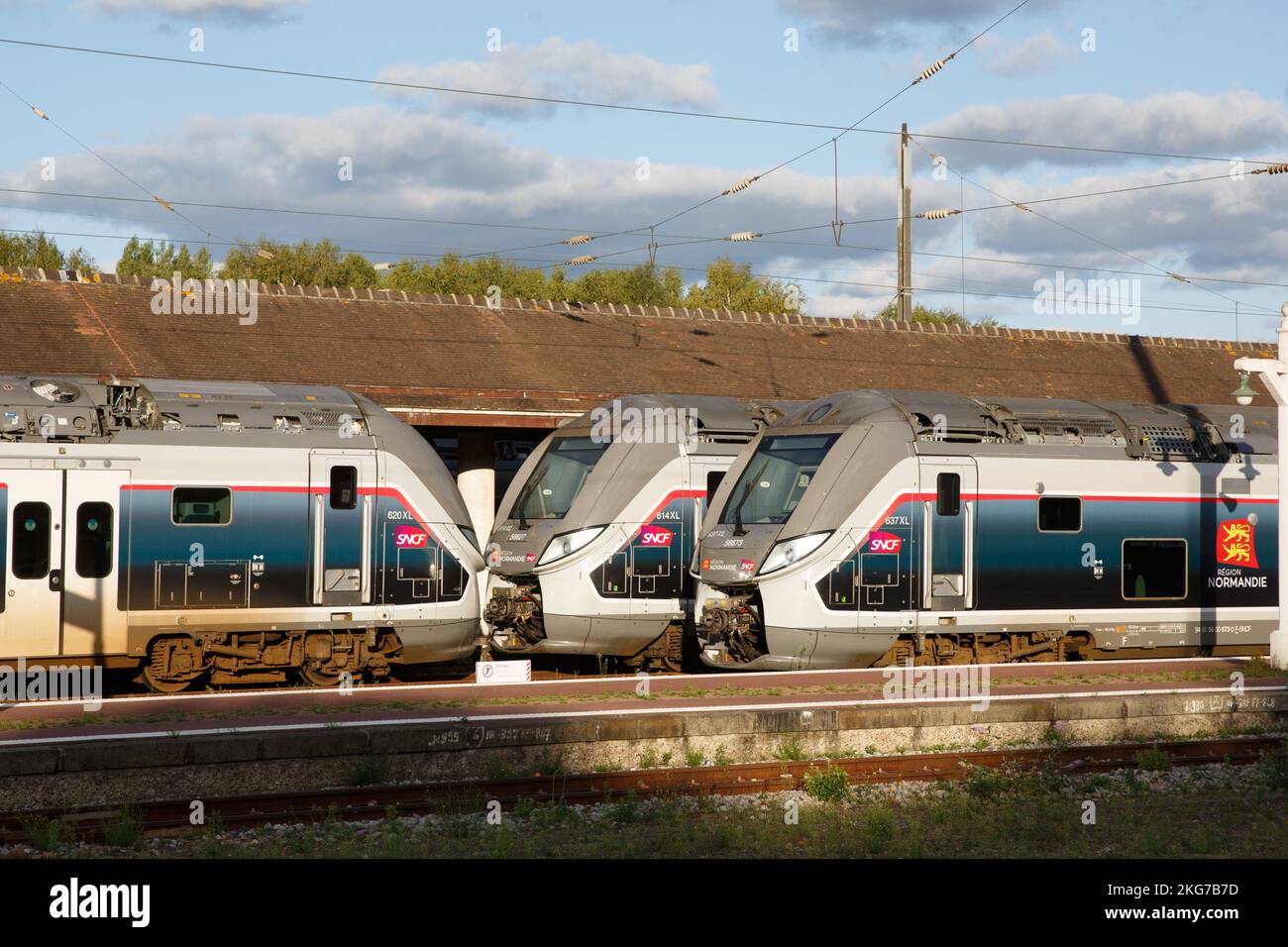 France, Normandy region (Normandie), Calvados, Trouville-Deauville railway station, regional ...
