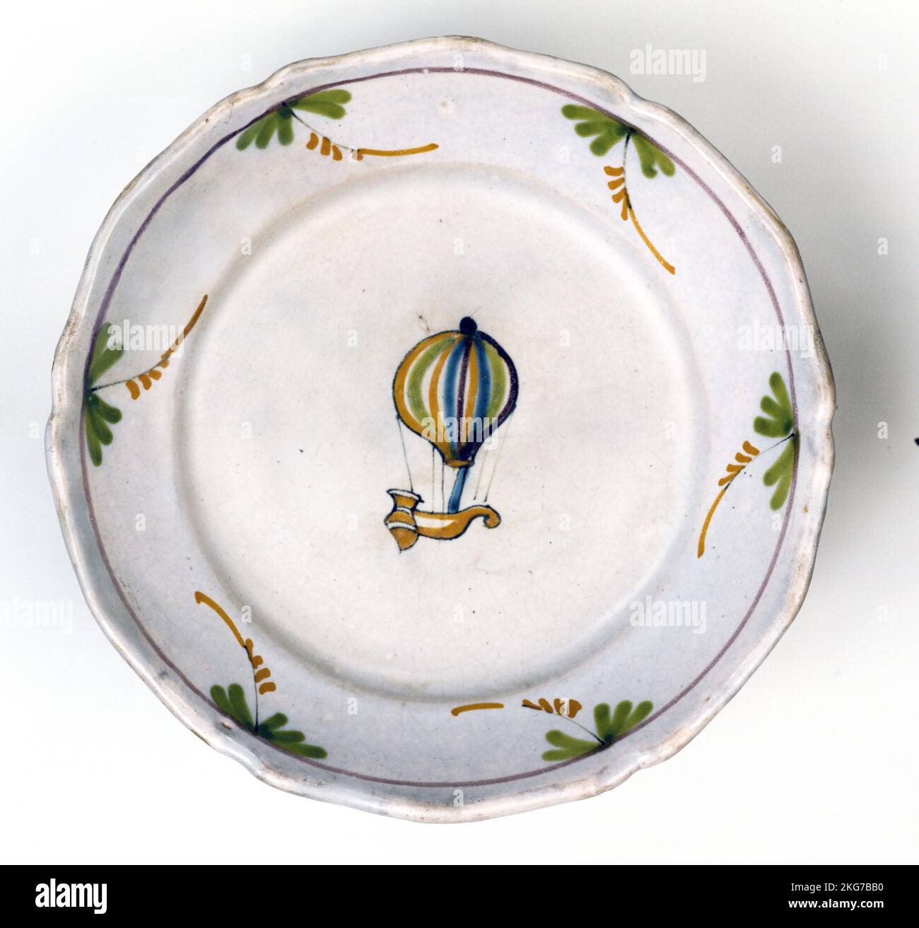Plate made in south west France Multicoloured balloon with gondola in ...