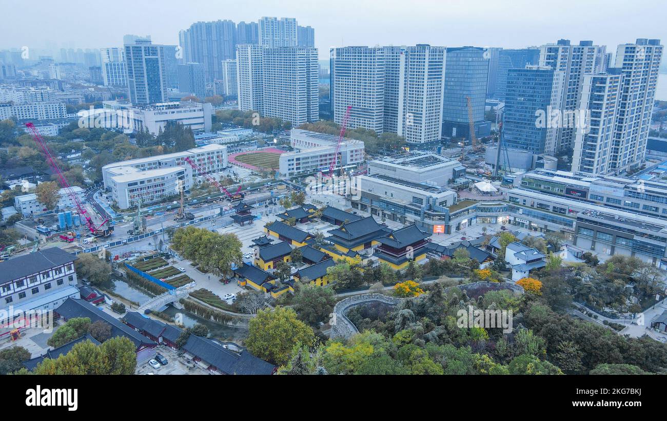 Aerial photos show the views of Yuejiang tower which is one of the ten ...
