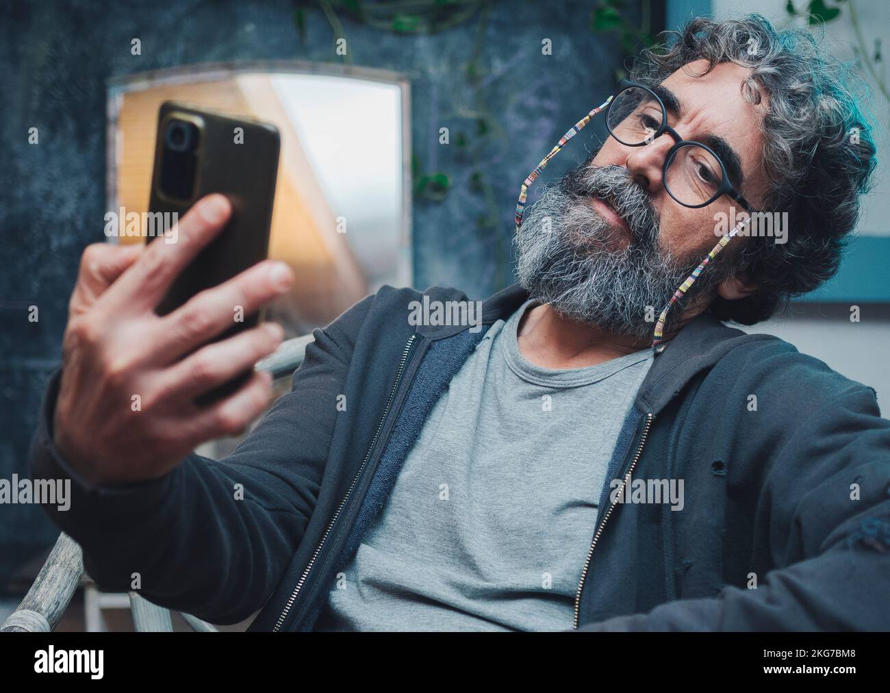 Man beard taking self portrait hi-res stock photography and images - Alamy
