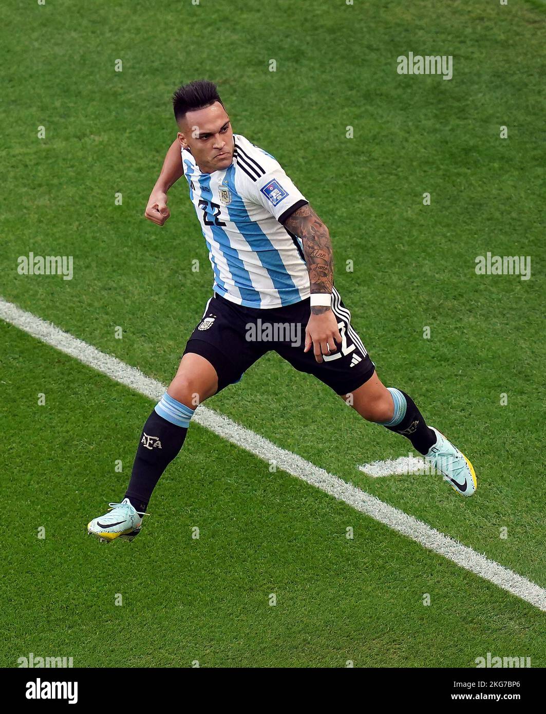 Argentina's Lautaro Martinez celebrates scoring their side's second ...