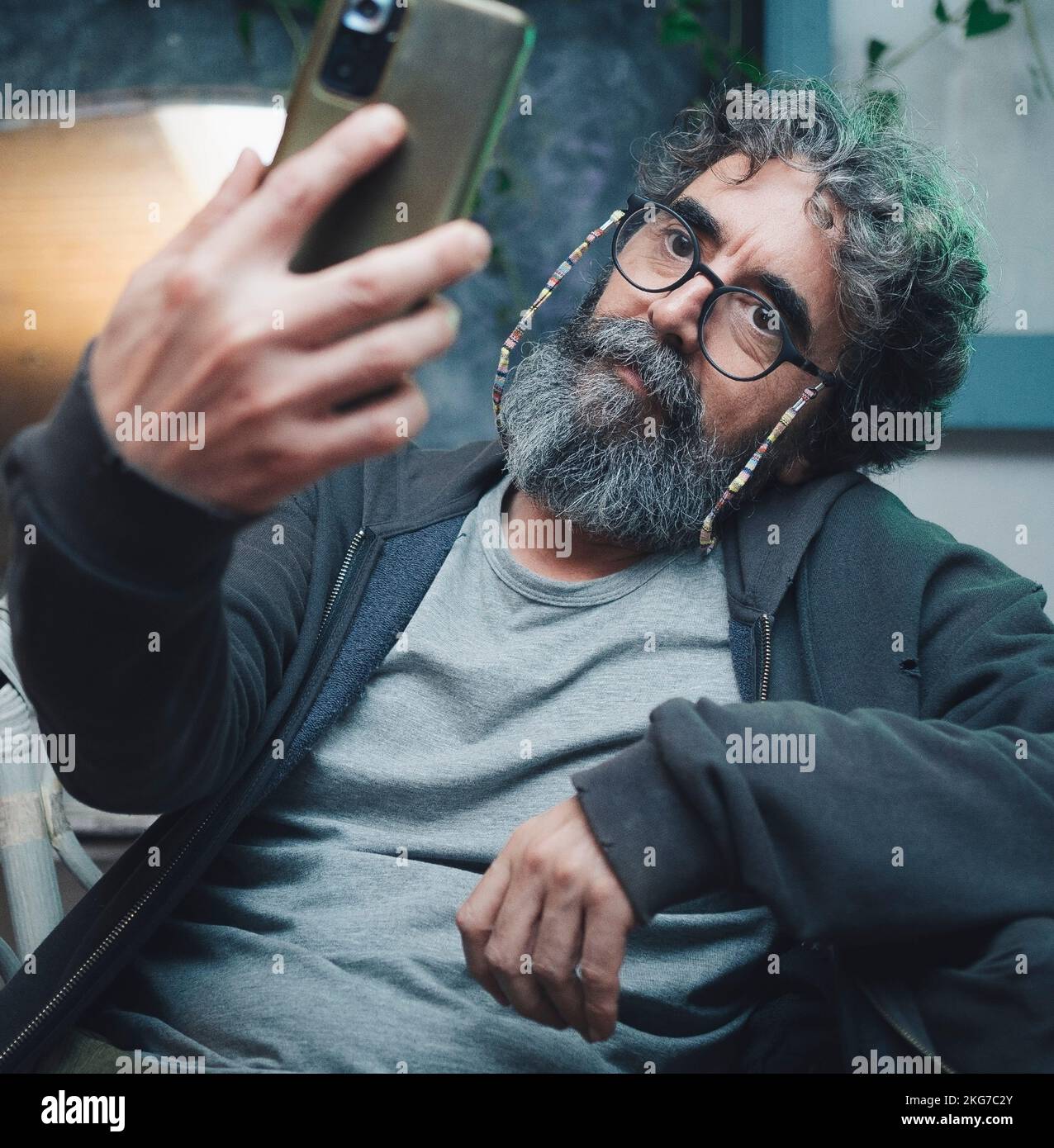Man beard taking self portrait hi-res stock photography and images - Alamy