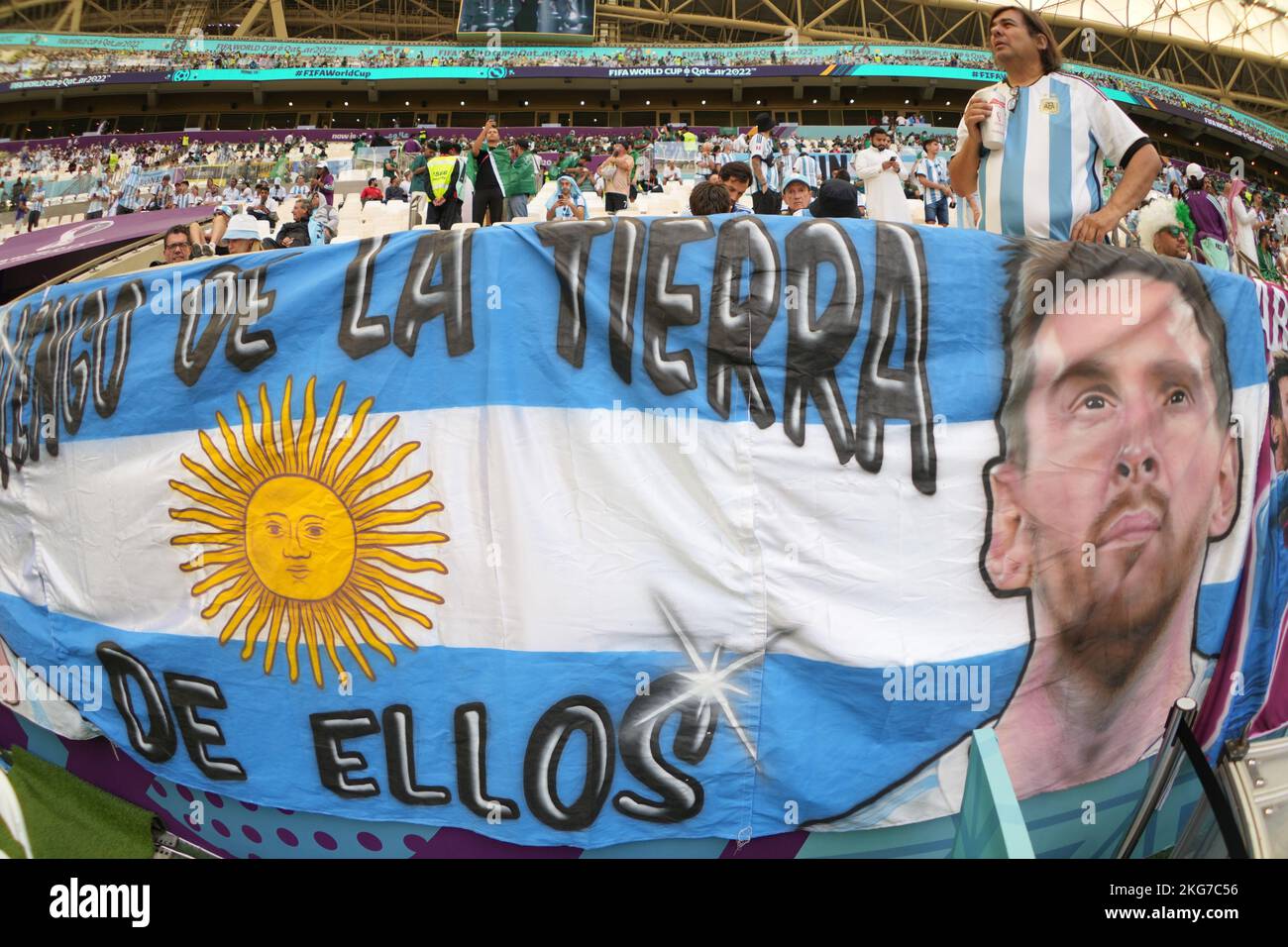 Argentina banner during the Qatar 2022 World Cup match, group C, date 1 ...