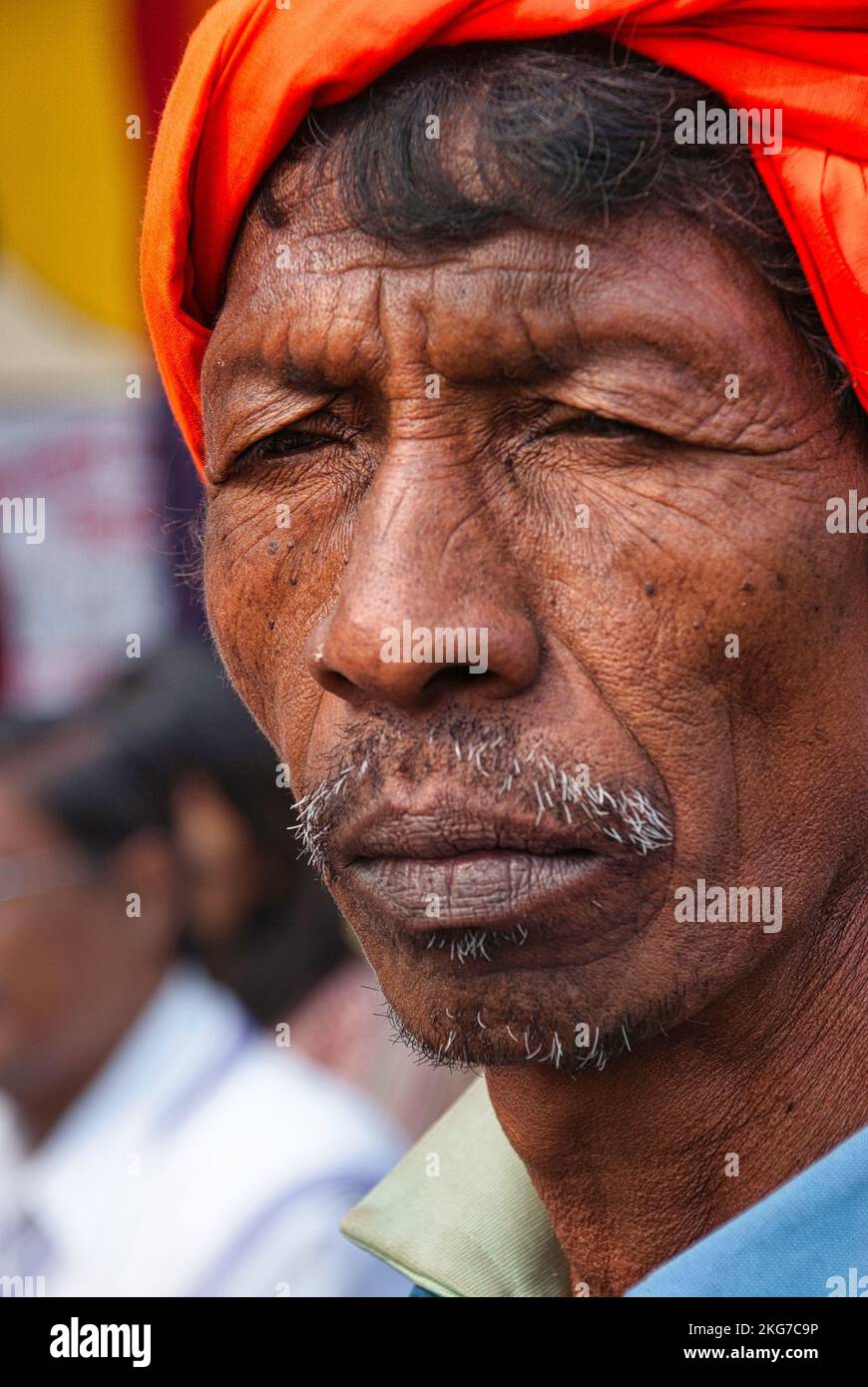 A vertical closeup shot of an old Indian male at the poush mela Stock ...