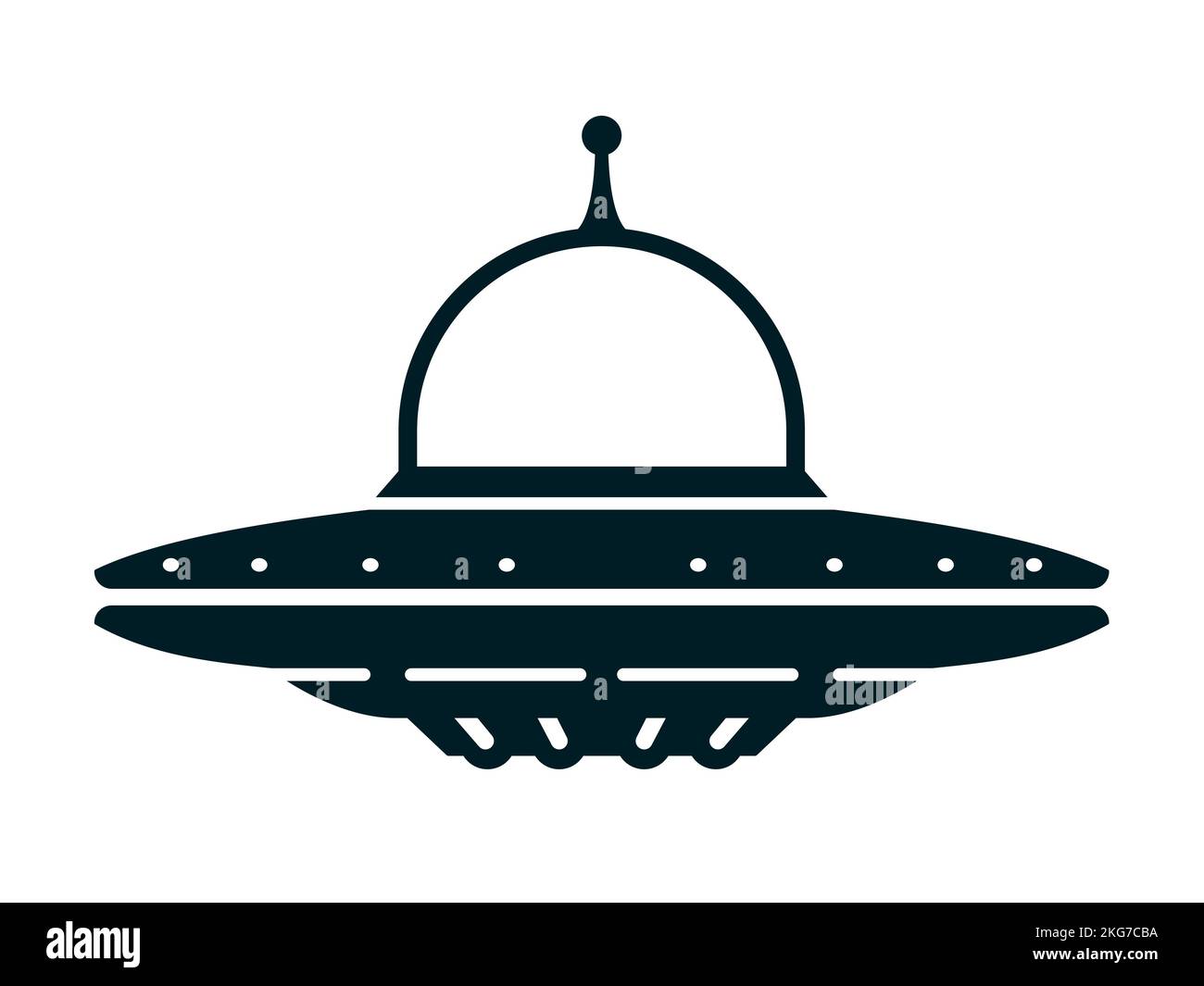 Icon or logo of UFO spaceship or flying saucer with empty cockpit for ...