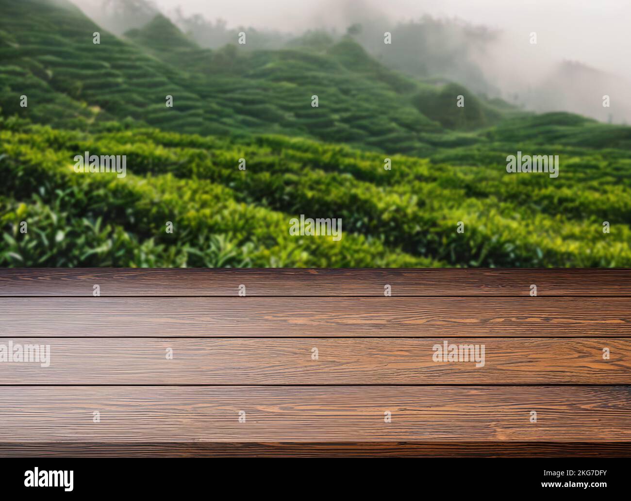 Beautiful dark brown plank wooden table or desk floor, perspective view ...