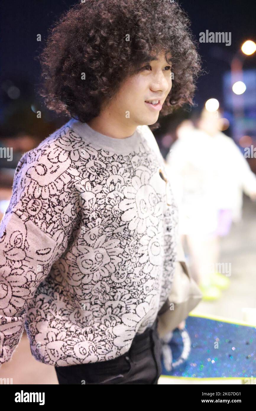 Hong Kong singer Mike Tsang during the recording of Chinese singing ...