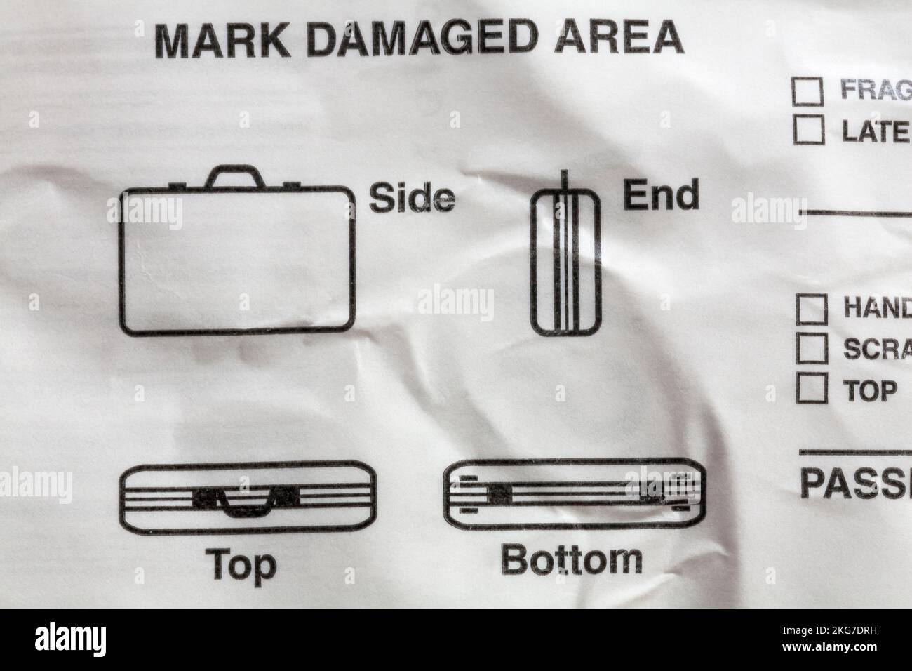 Mark damaged area side end top bottom - detail on reverse of Loganair ...