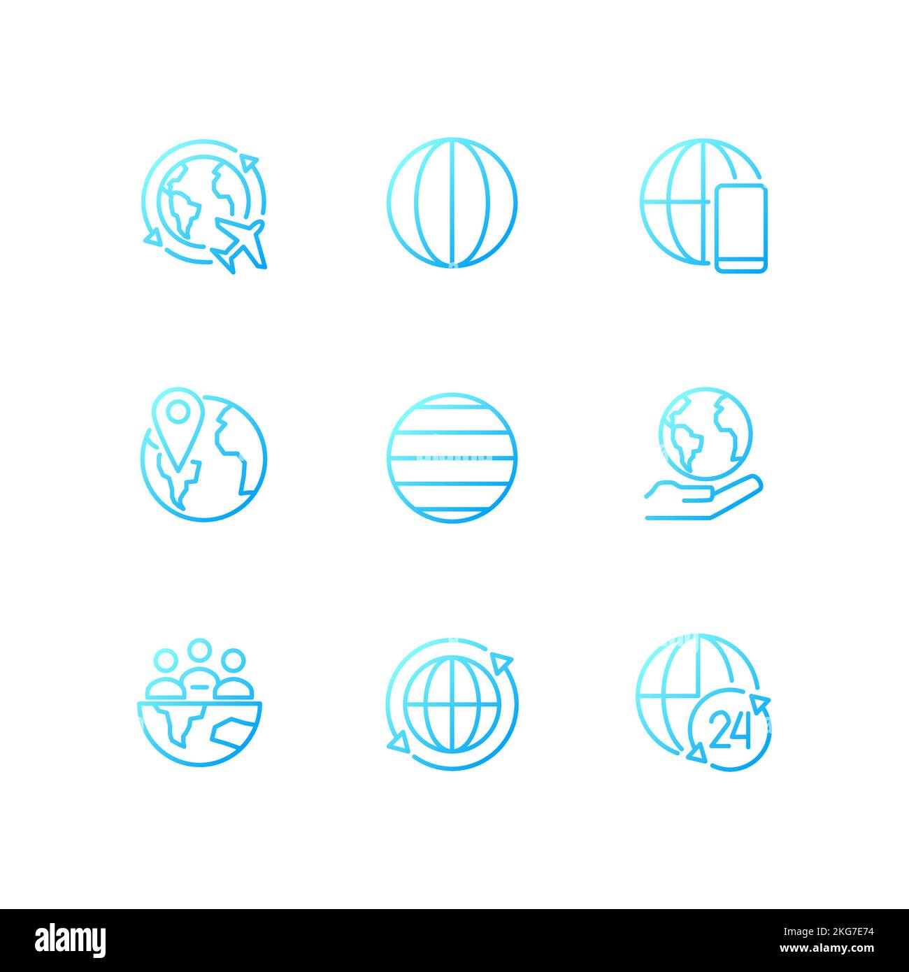Globalization pixel perfect gradient linear vector icons set Stock Vector Image & Art - Alamy