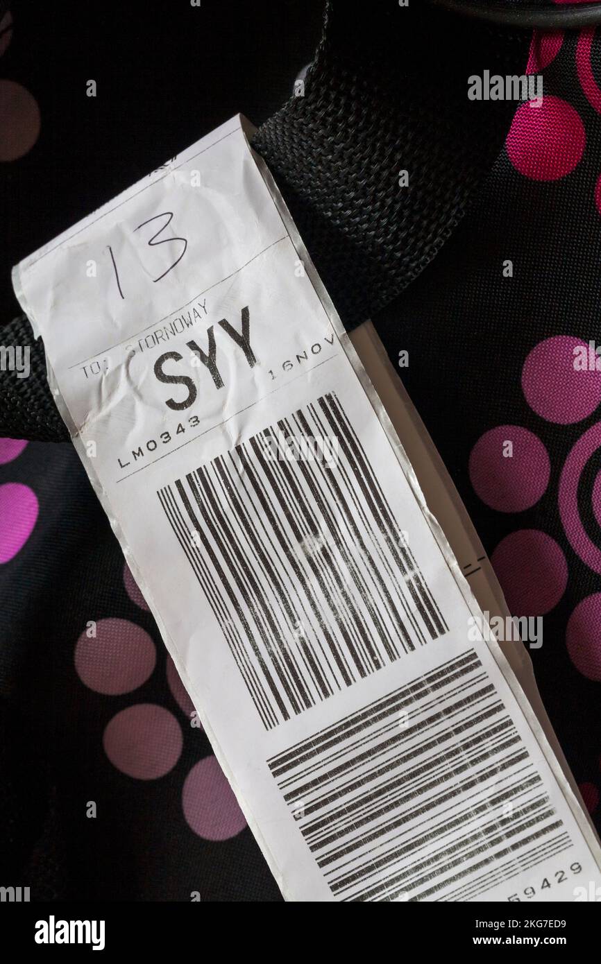 Loganair luggage label stuck on case for SYY Stornoway airport in ...