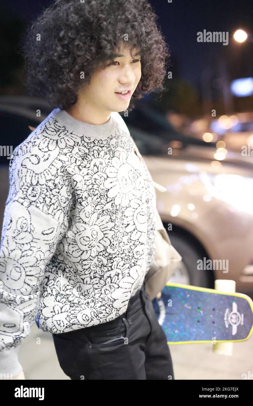 Hong Kong singer Mike Tsang during the recording of Chinese singing ...