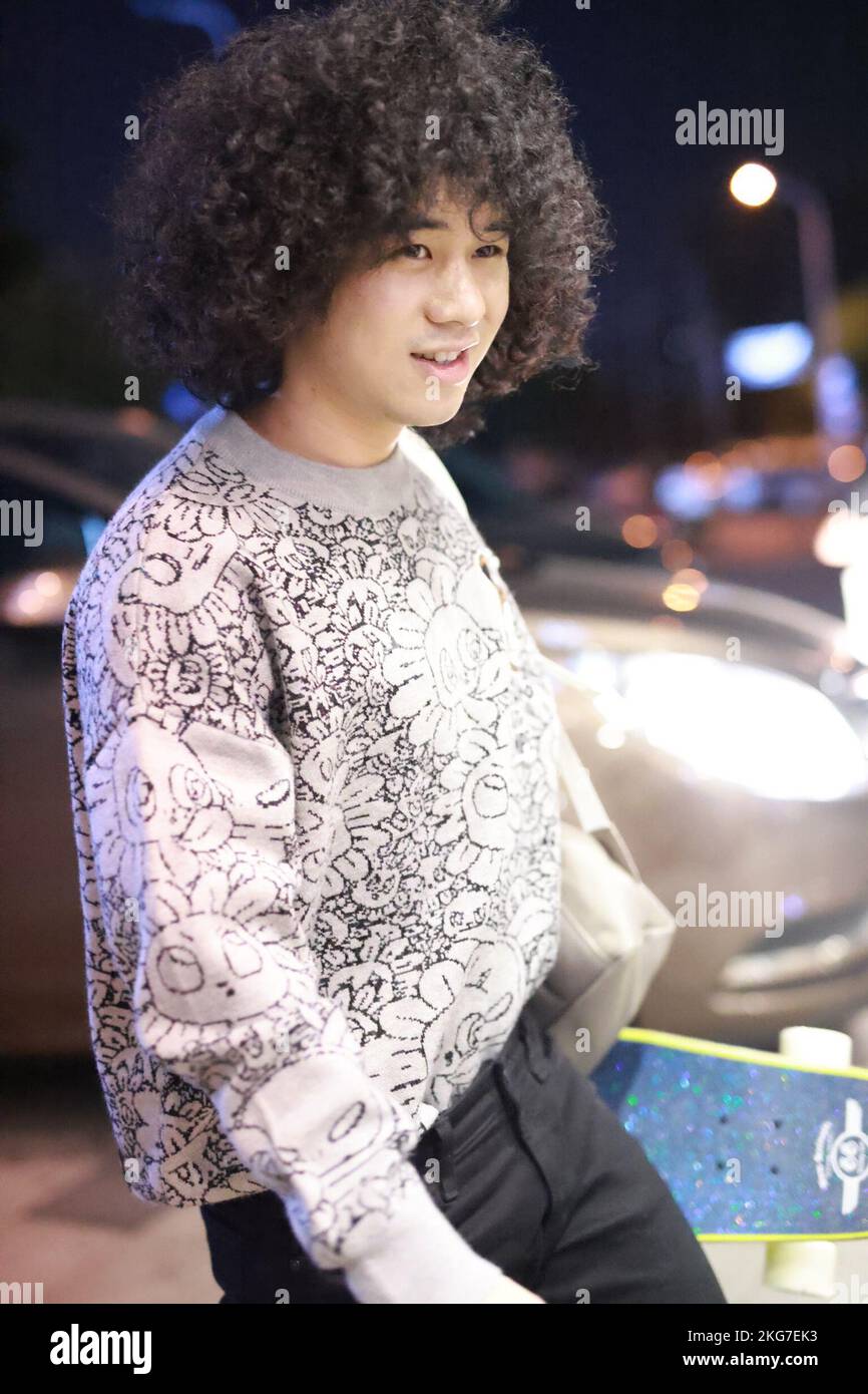 Hong Kong singer Mike Tsang during the recording of Chinese singing ...