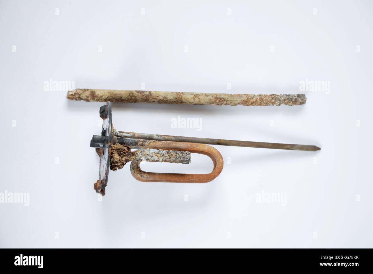 heating ten from a water heater after 8 years of operation broken on a ...