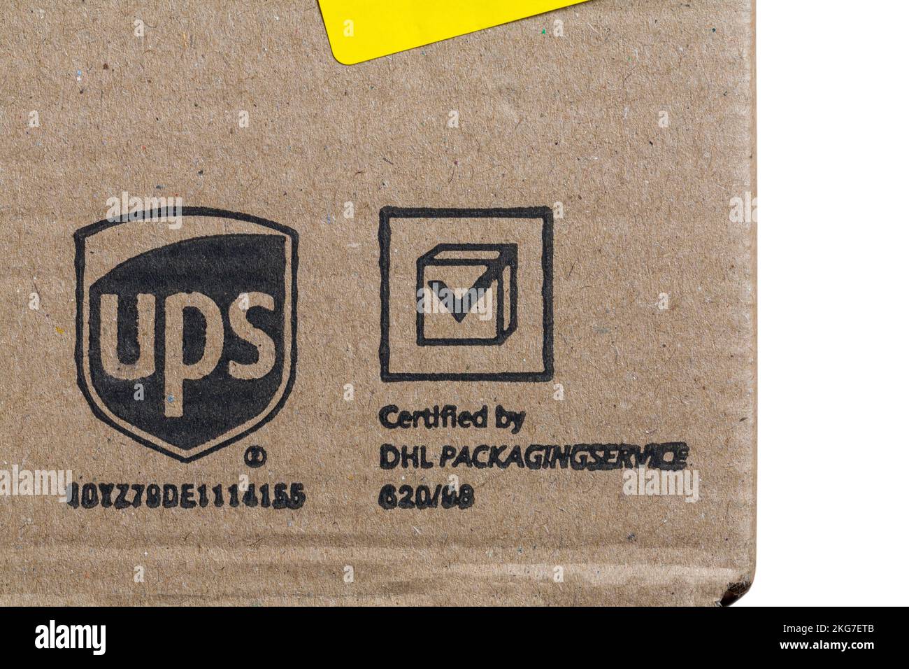 UPS certified by DHL packagingservice detail on packaging parcel Stock ...