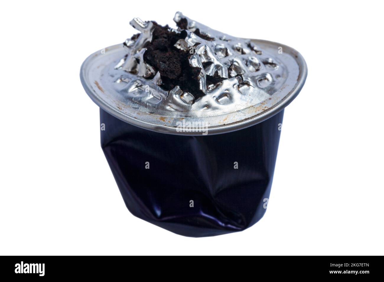 squashed coffee capsule used coffee pod isolated on white background ...