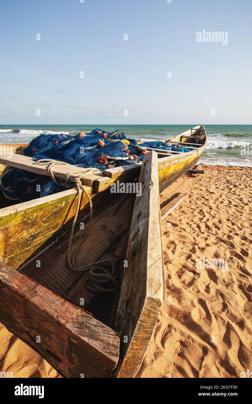 Traditional fishing boat - Route des Peches, Cotonou, Benin Stock Photo ...