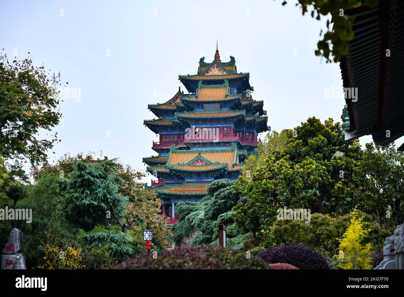 Photos show the views of Yuejiang tower which is one of the ten famous ...