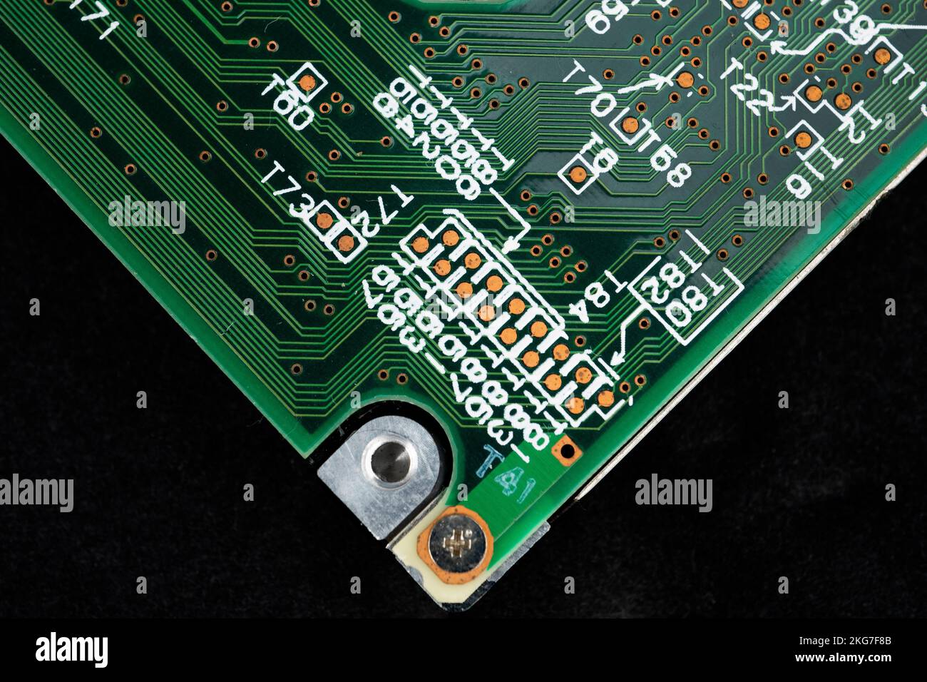 A closeup of a computer motherboard showing complicated circuits Stock ...