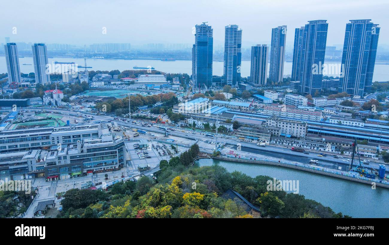 Aerial photos show the views of Yuejiang tower which is one of the ten ...