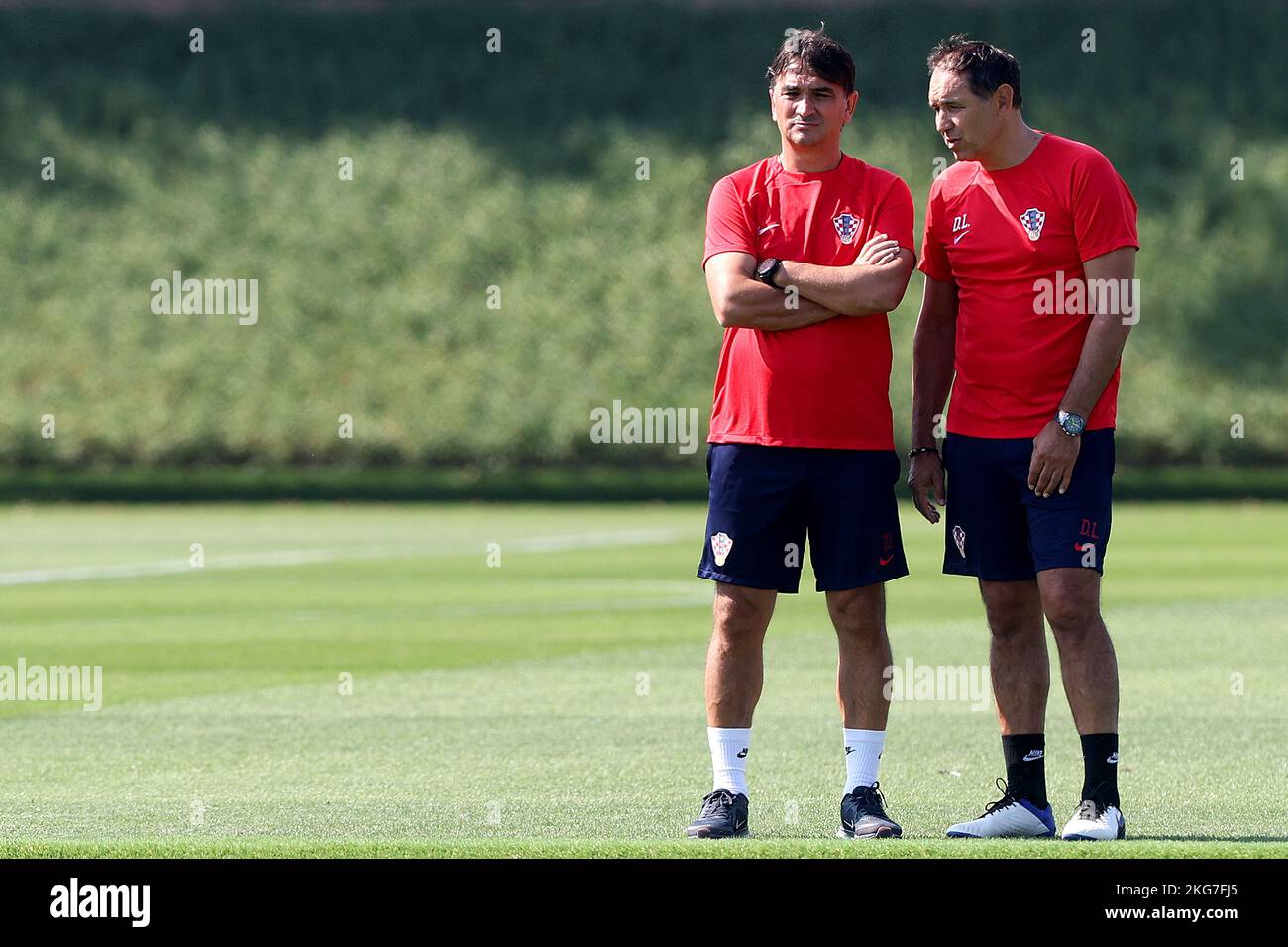 DOHA, QATAR - NOVEMBER 22: Head coach of Croatia Zlatko Dalic and scout ...