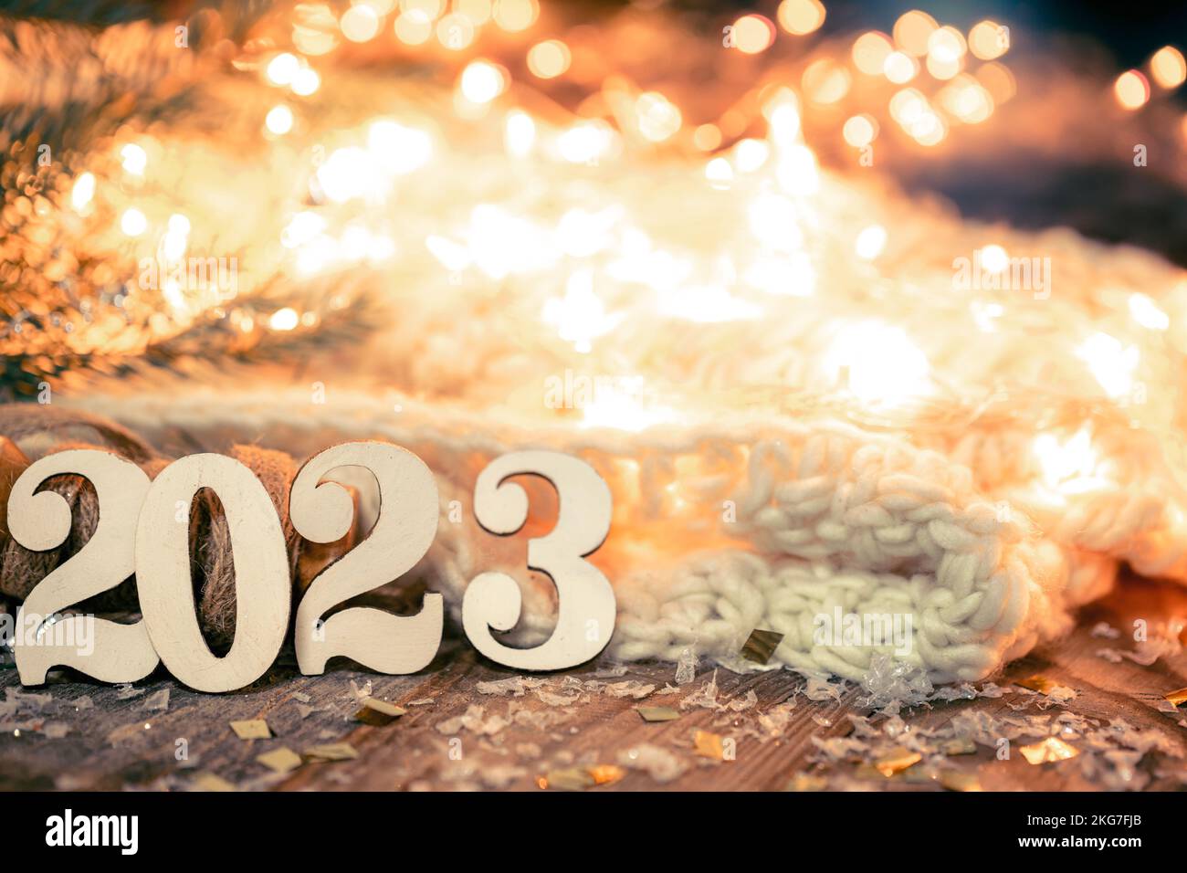 Christmas background with numbers 2023 and decor details Stock Photo ...