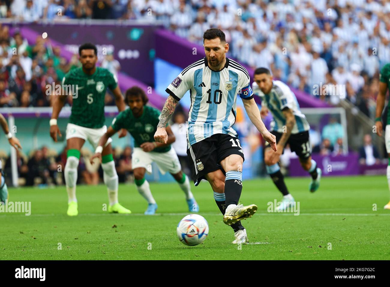 Lionel Messi (penalty kick) during the FIFA World Cup Qatar 2022 Group C match between Argentina ...