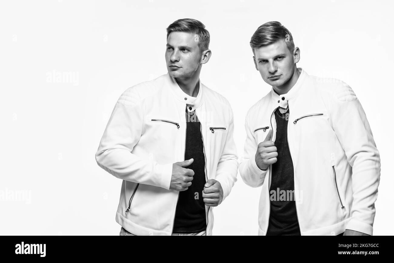 serious men friends. two cousin. young confident brothers. confident ...