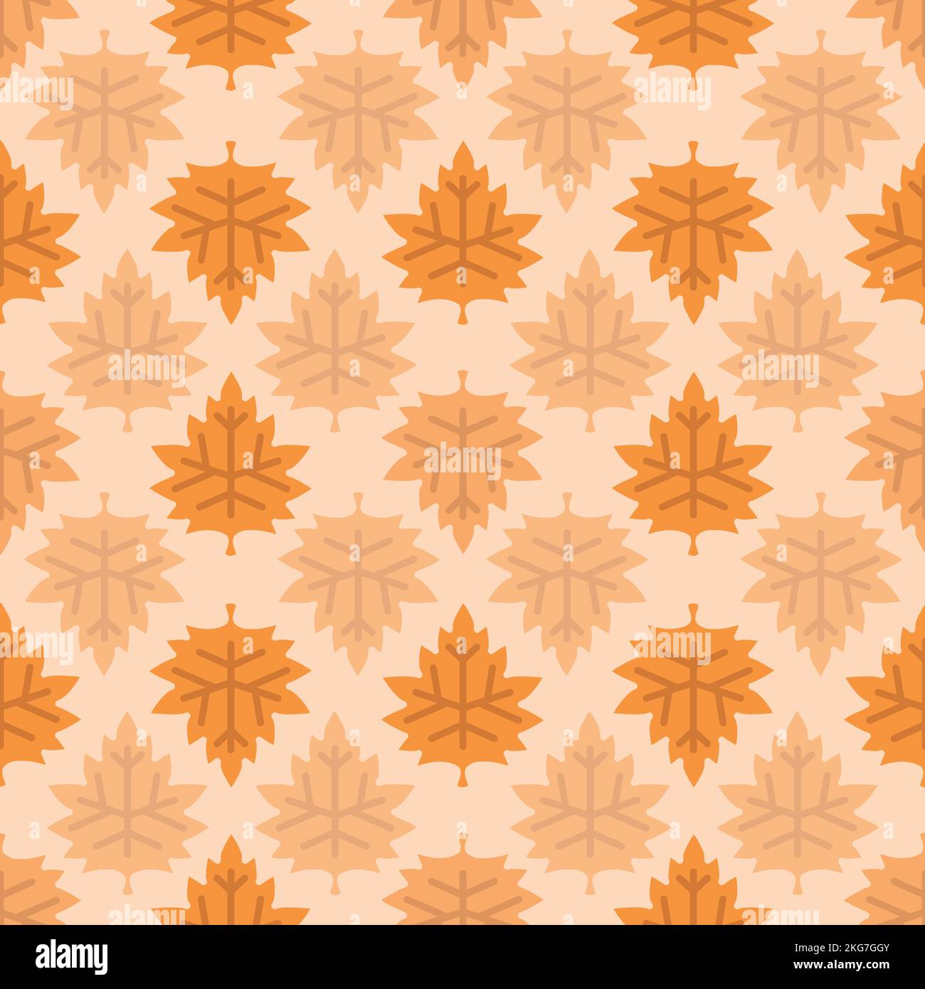 Vector Orange Maple leaves repeat pattern background design Stock ...