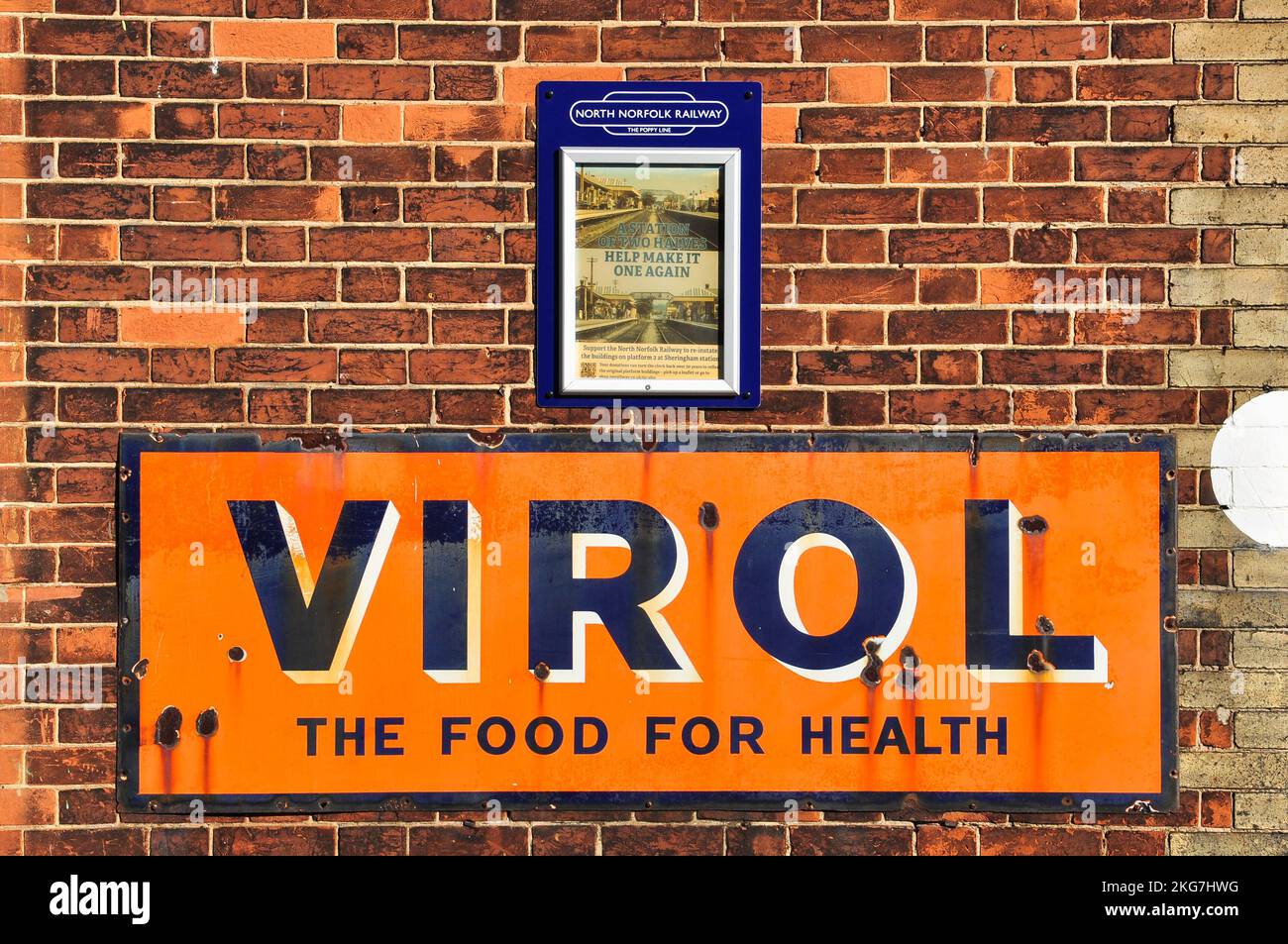 Traditional enamel advertising signs on the North Norfolk Railway at ...