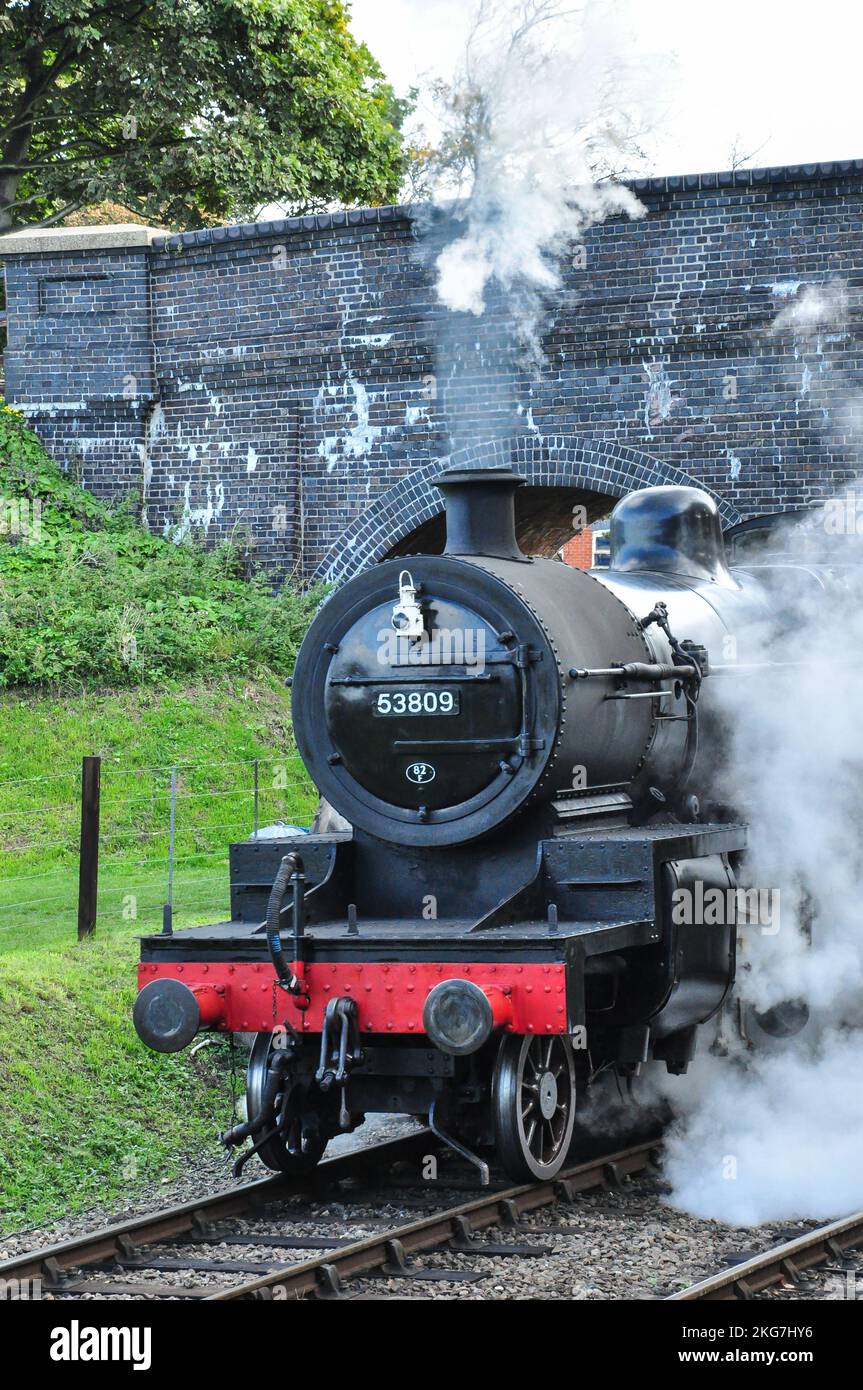 Somerset and Dorset 7F 2-8-0 steam locomotive 53809 on the North ...