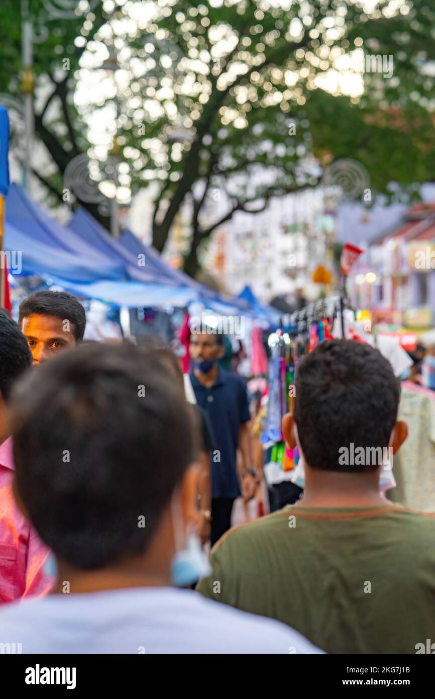 Brickfields, Malaysia - Oct 22, 2022 People shopping Indian Garlands ...