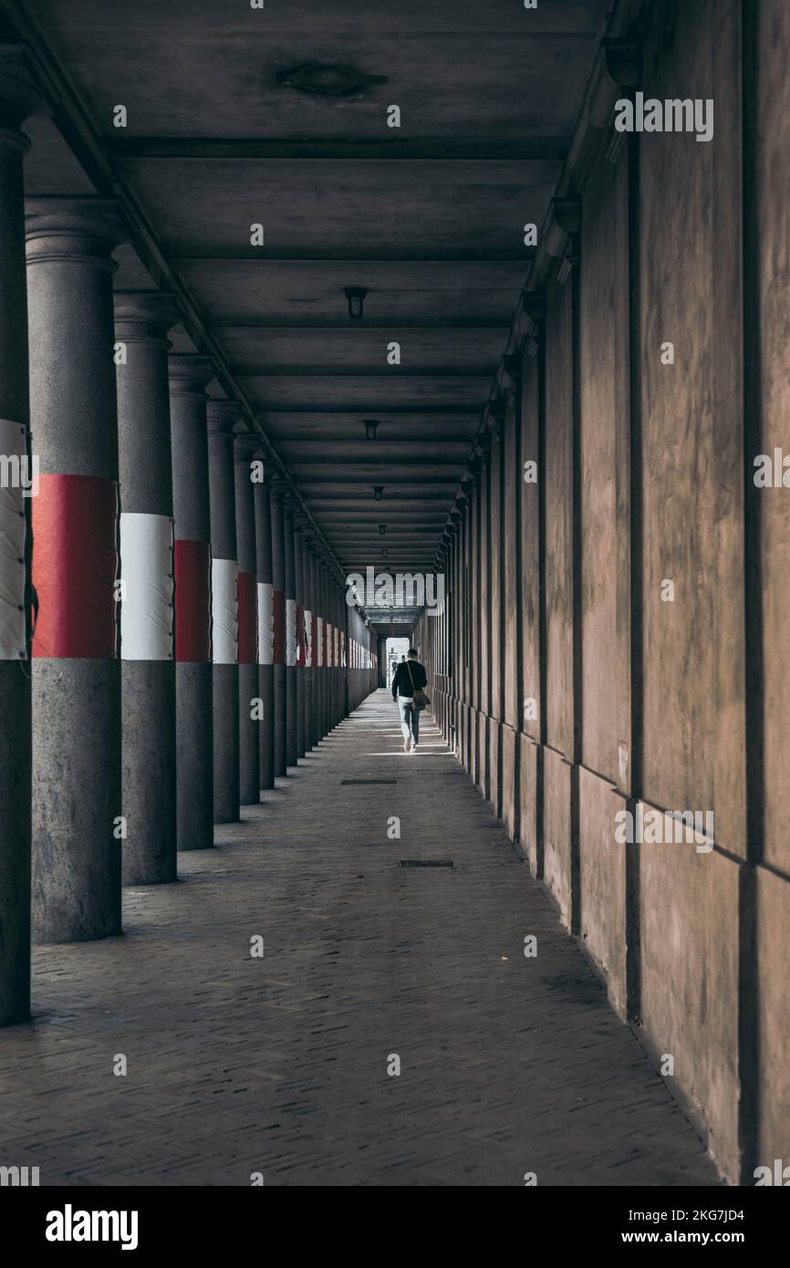 pedestrian passageway with concrete columns Stock Photo - Alamy