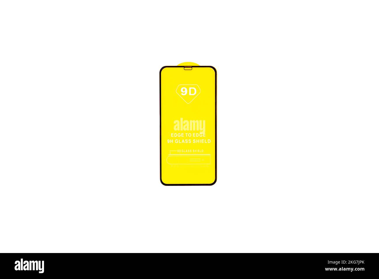 Protective screen for a mobile phone on a white background Stock Photo ...
