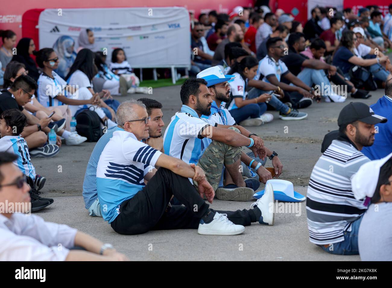 Doha, Qatar. 22nd Nov, 2022. Supproters watch match between Argentina ...